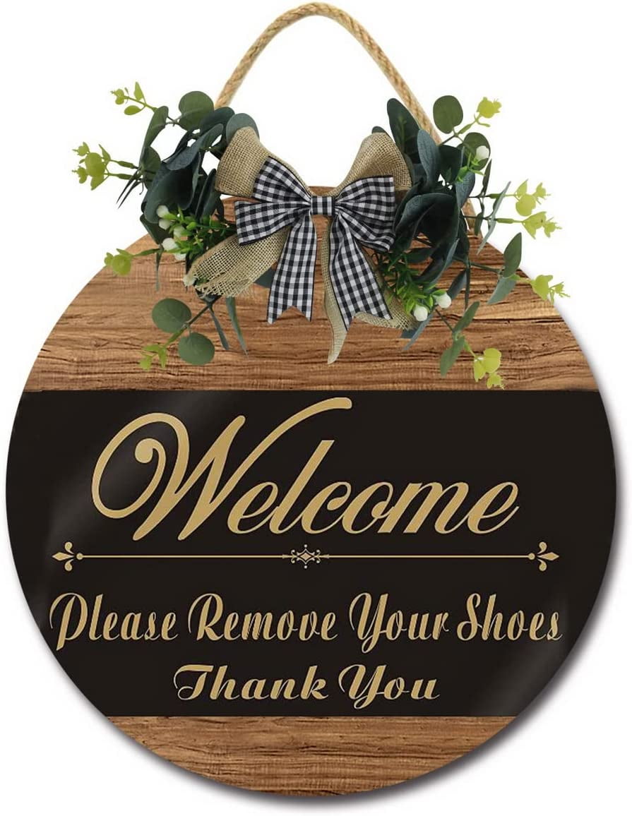 Eveokoki 11" Welcome Please Remove Your Shoes Sign for Front Door ...