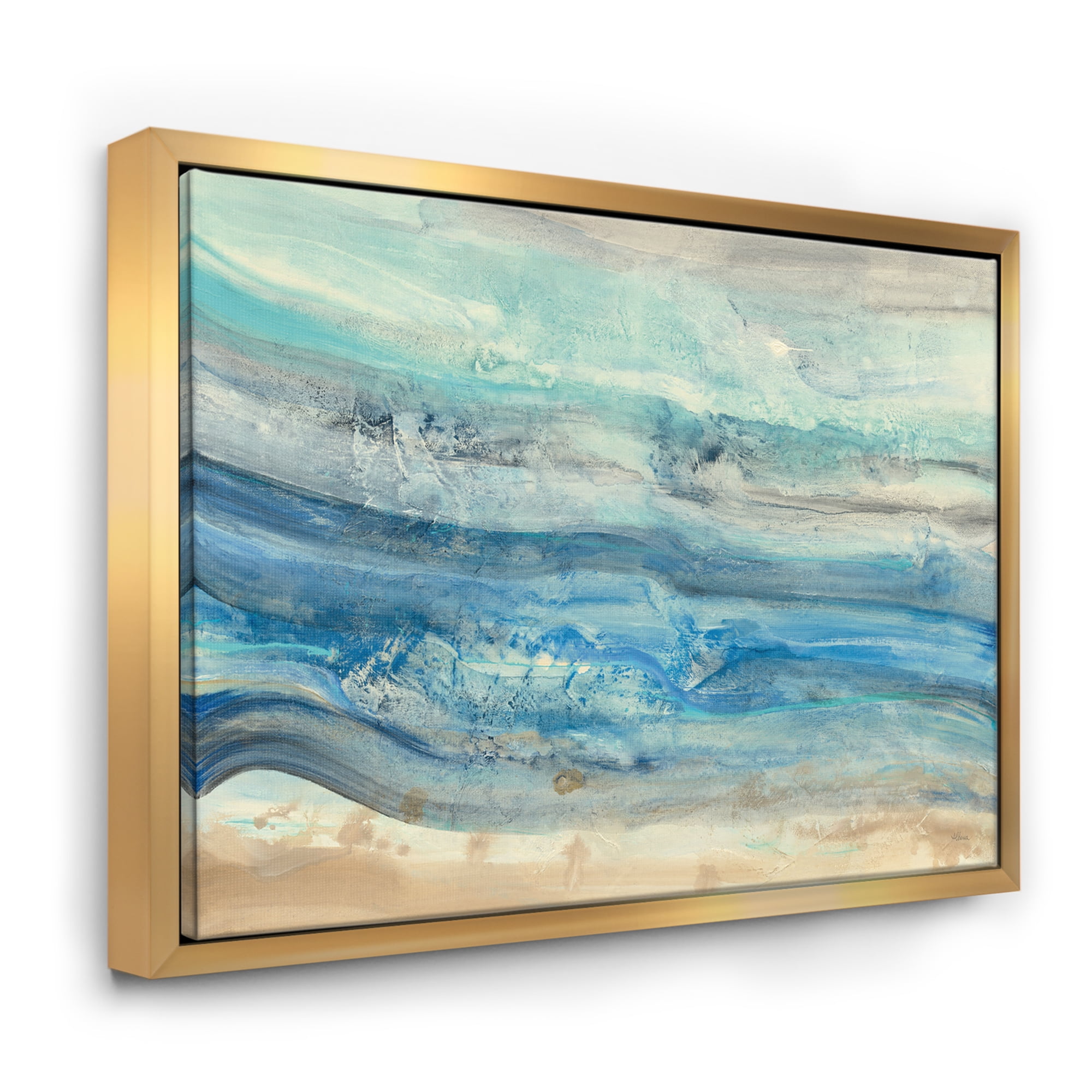 Designart ' Ocean Mineral Waves ' Nautical & Coastal Framed Canvas ...