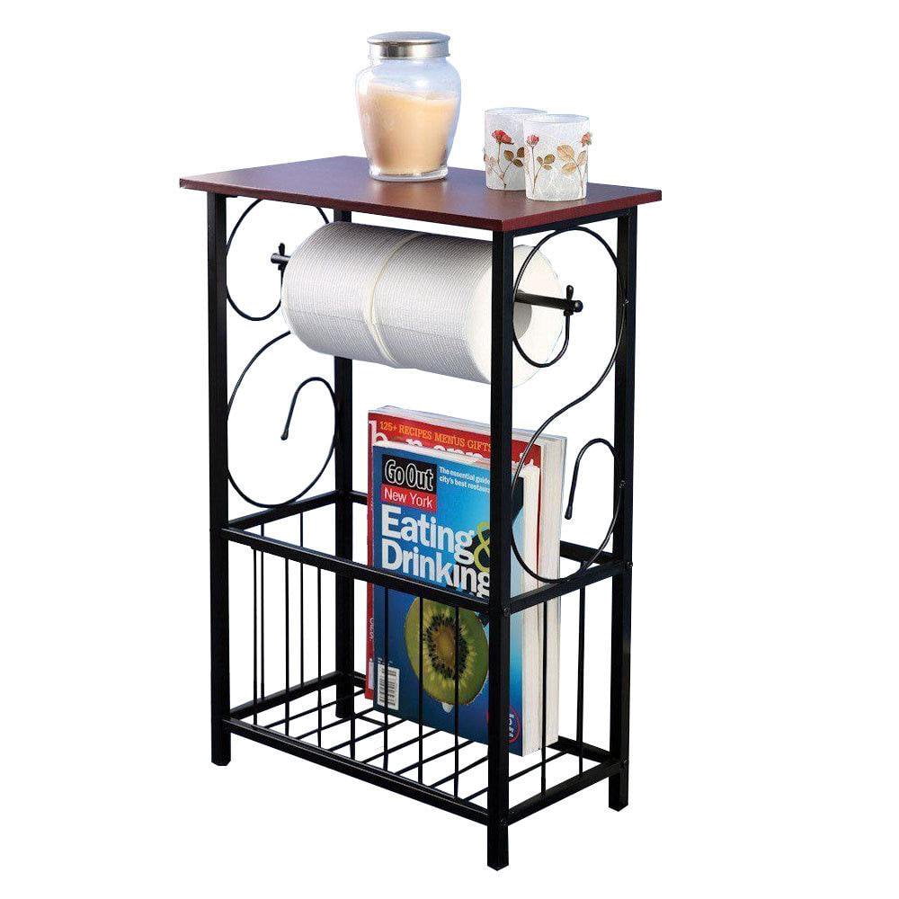 QXDRAGON Metal End Table, Living Room Side Table with Toilet Paper Roll ...