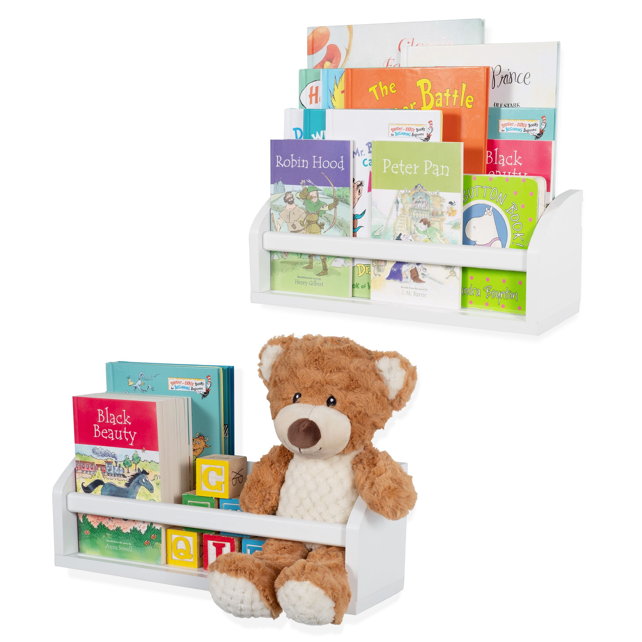 Wallniture Lissa Set of 2 White Floating Shelf Wall Bookcase Nursery ...