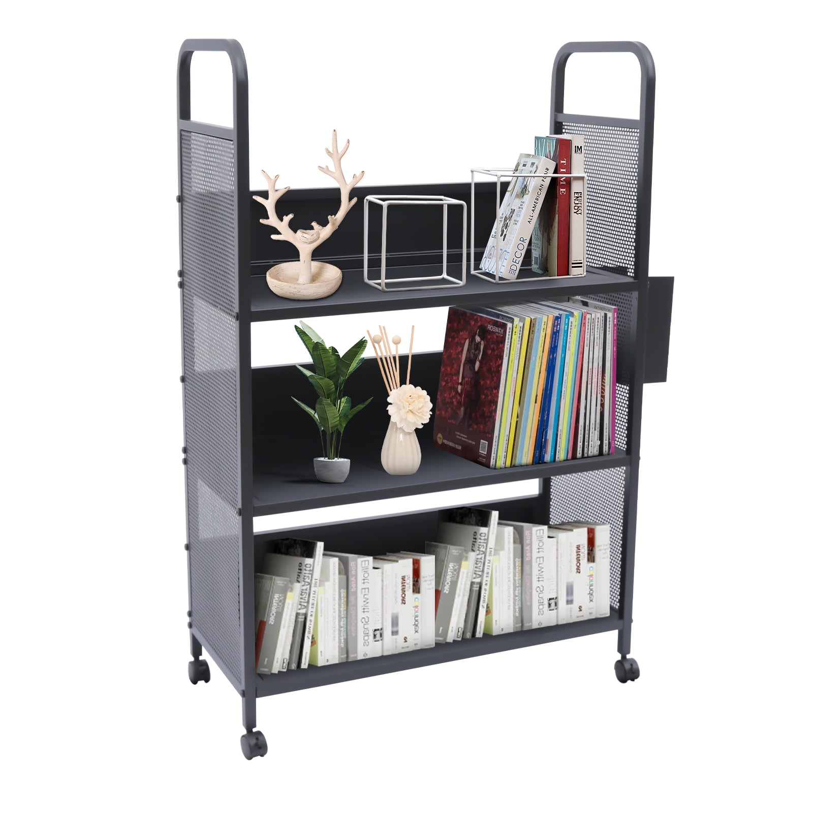 YIYIBYUS Library Book Storage Cart Rolling Book Truck Office Home ...