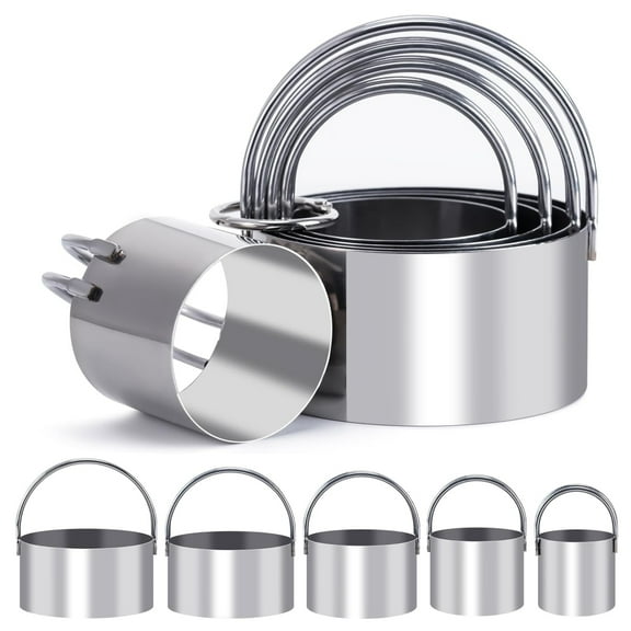 5 Pcs Professional Stainless Steel Cookie Cutters Set - Round Biscuit ...