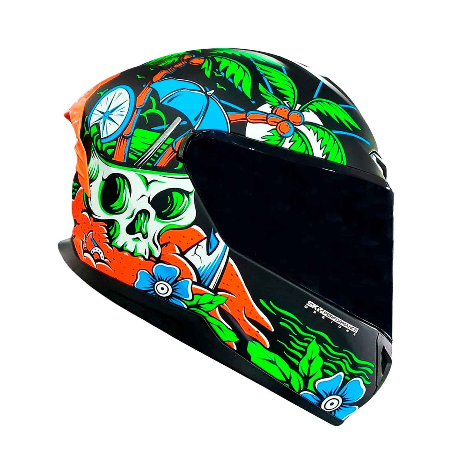 Casco Integral Para Moto ABS Shaft Aloha XL Color Negro/Color Verde ECE ...