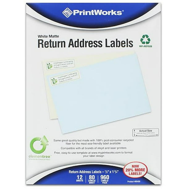Printworks White Matte Return Address Labels (Case of 960) - Walmart ...