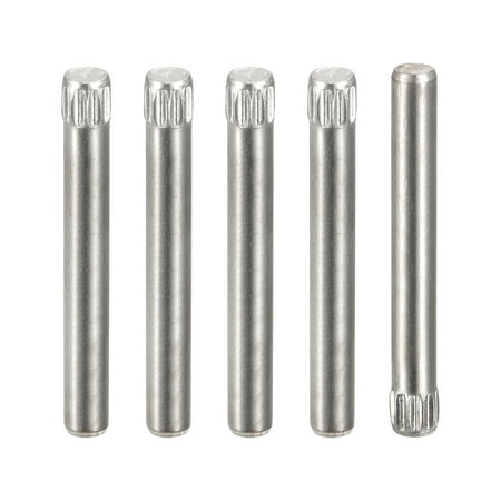 3x28mm 304 Stainless Steel Dowel Pins, 5 Pack Knurled Head Flat End ...