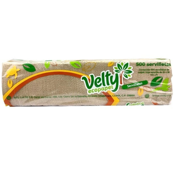 Servilleta Ecológica Biodegradable Velty Con 500 Hojas Velty Paquete ...