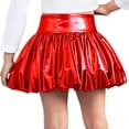 TiaoBug Bubble Skirt for Girls Metallic Puff Balloon Mini Skorts Rave ...