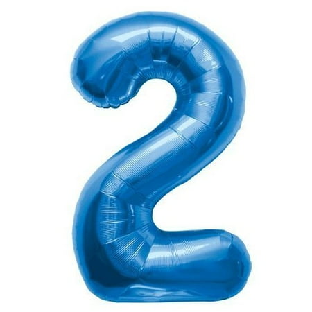 Number 2 - Blue Helium Foil Balloon - 34 inch - Walmart.com
