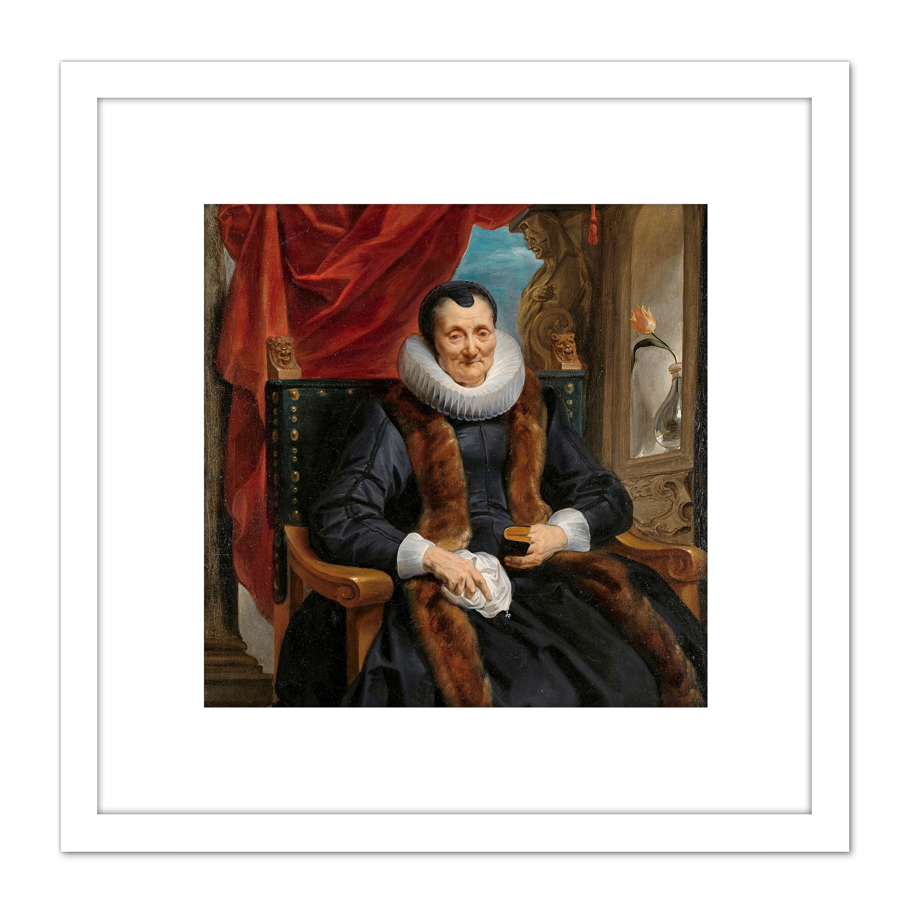 Jordaens Portrait Magdalena De Cuyper 8X8 Inch Square Wooden Framed ...