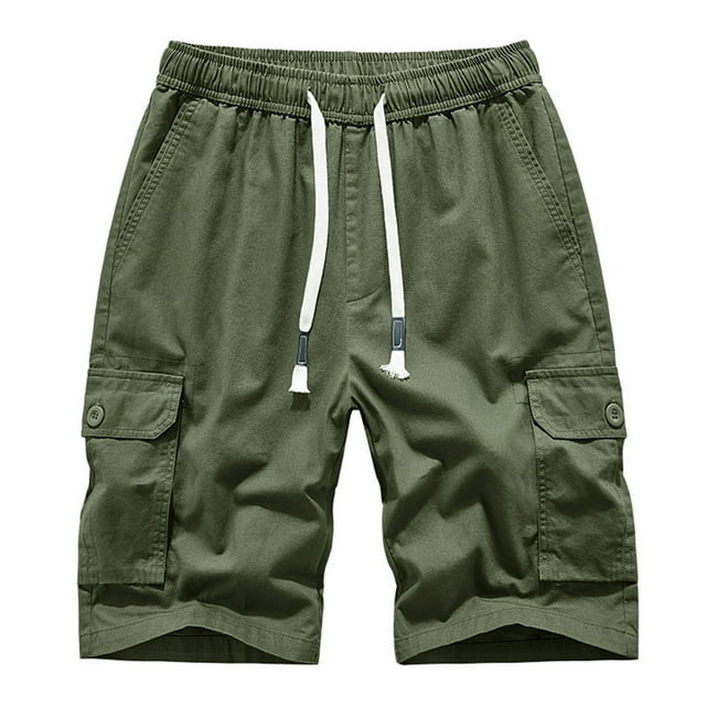 Men's Cargo Shorts Relaxed Cotton Shorts Drawstring Elastic Waist ...