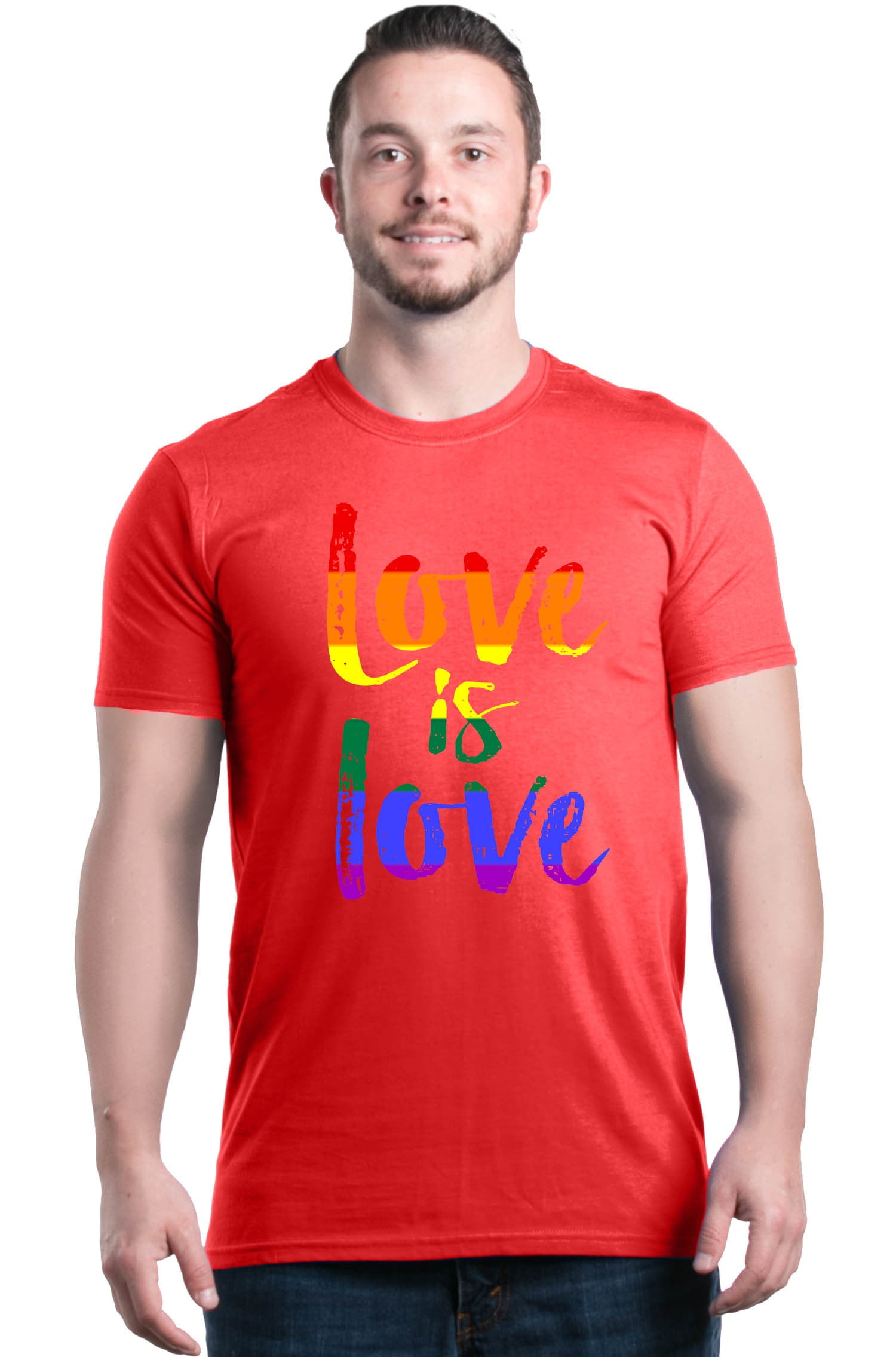 Shop4Ever Men's Love is Love Rainbow Gay Pride Graphic T-shirt XXXXX ...