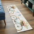 Area Rug 2x6ft Pastoral Blossom Blue Bike Area Rugs Washable Low Pile ...