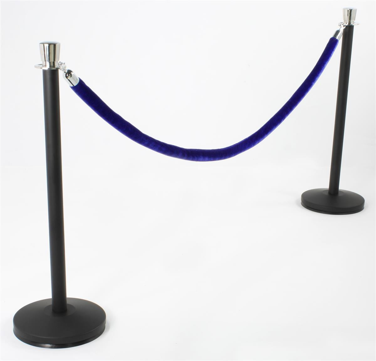 Stanchion Set - (2) 39"h Matte Black and Chrome Stanchion Posts with a ...