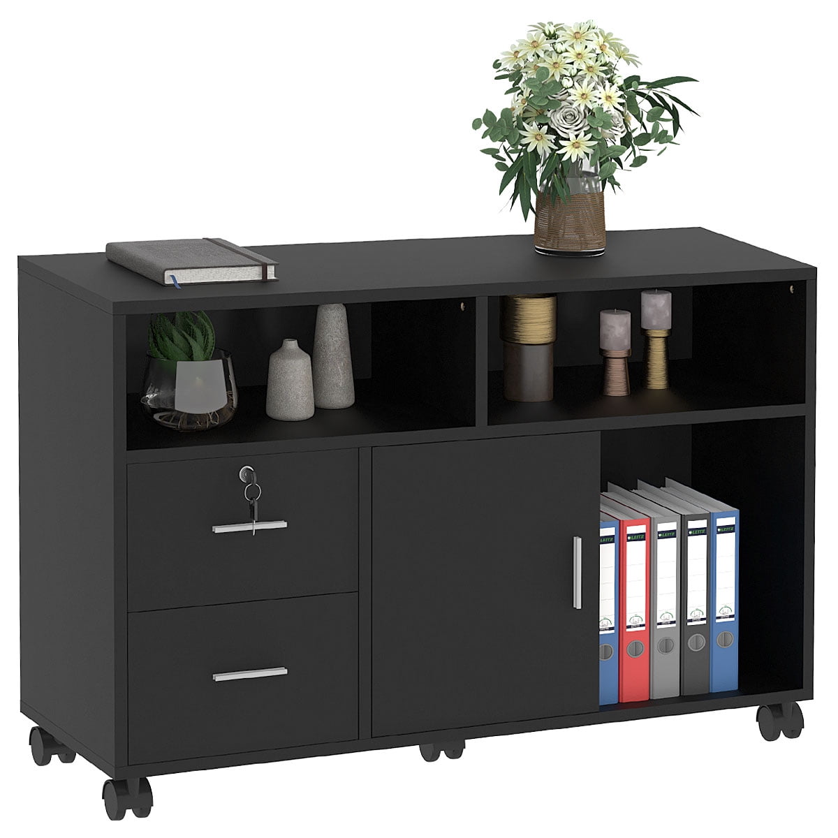 DWVO Office Lateral File Cabinet 2 Drawer with Lock Storage Wood Shelf ...