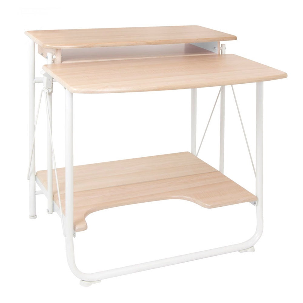 Calico Designs Stow Away Folding Desk with Shelves - White / Maple ...