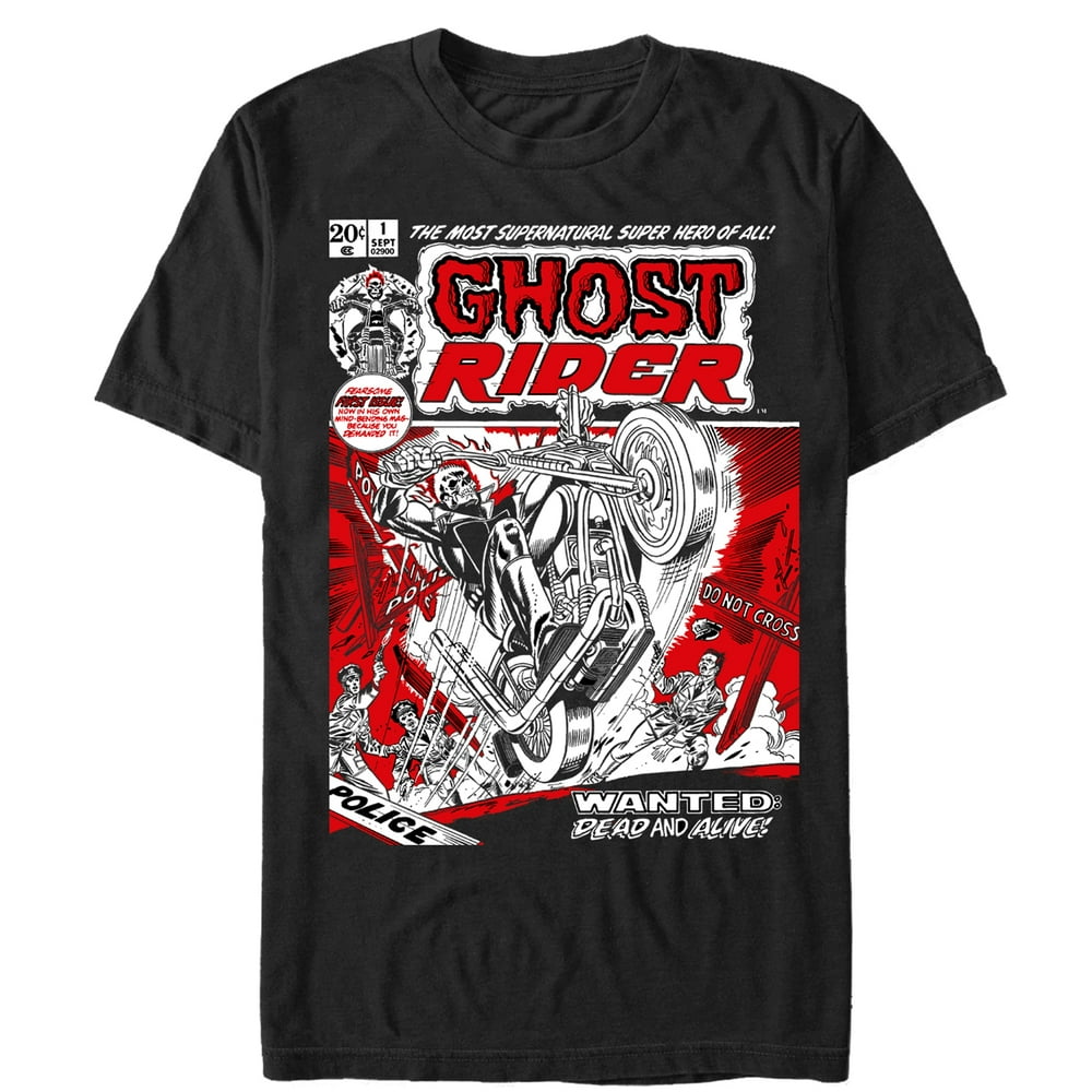 Marvel - Men's Marvel Ghost Rider Comic Book Cover Print Graphic Tee ...