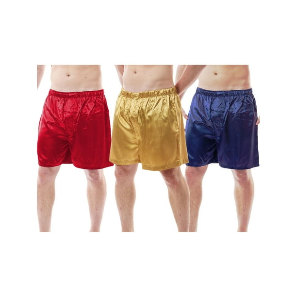 Up2date Fashion's Men's Satin Shorts / Boxers 3-Piece Multi-Color Combo ...