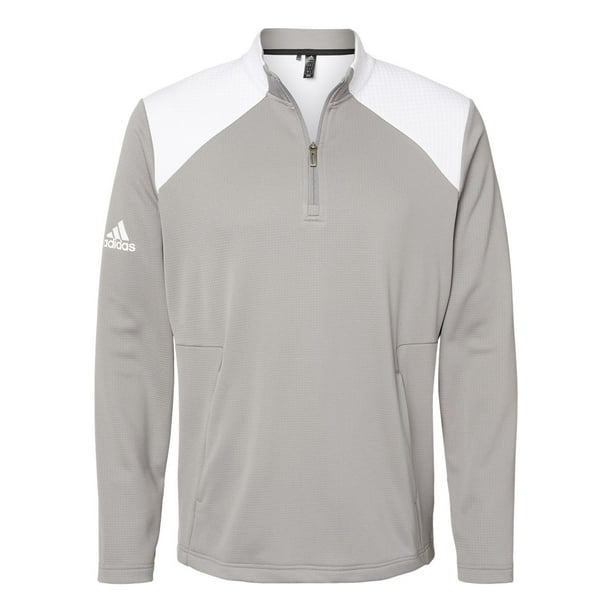 Adidas Mens Textured Mixed Media Quarter-Zip Pullover, 4XL, Grey Three ...