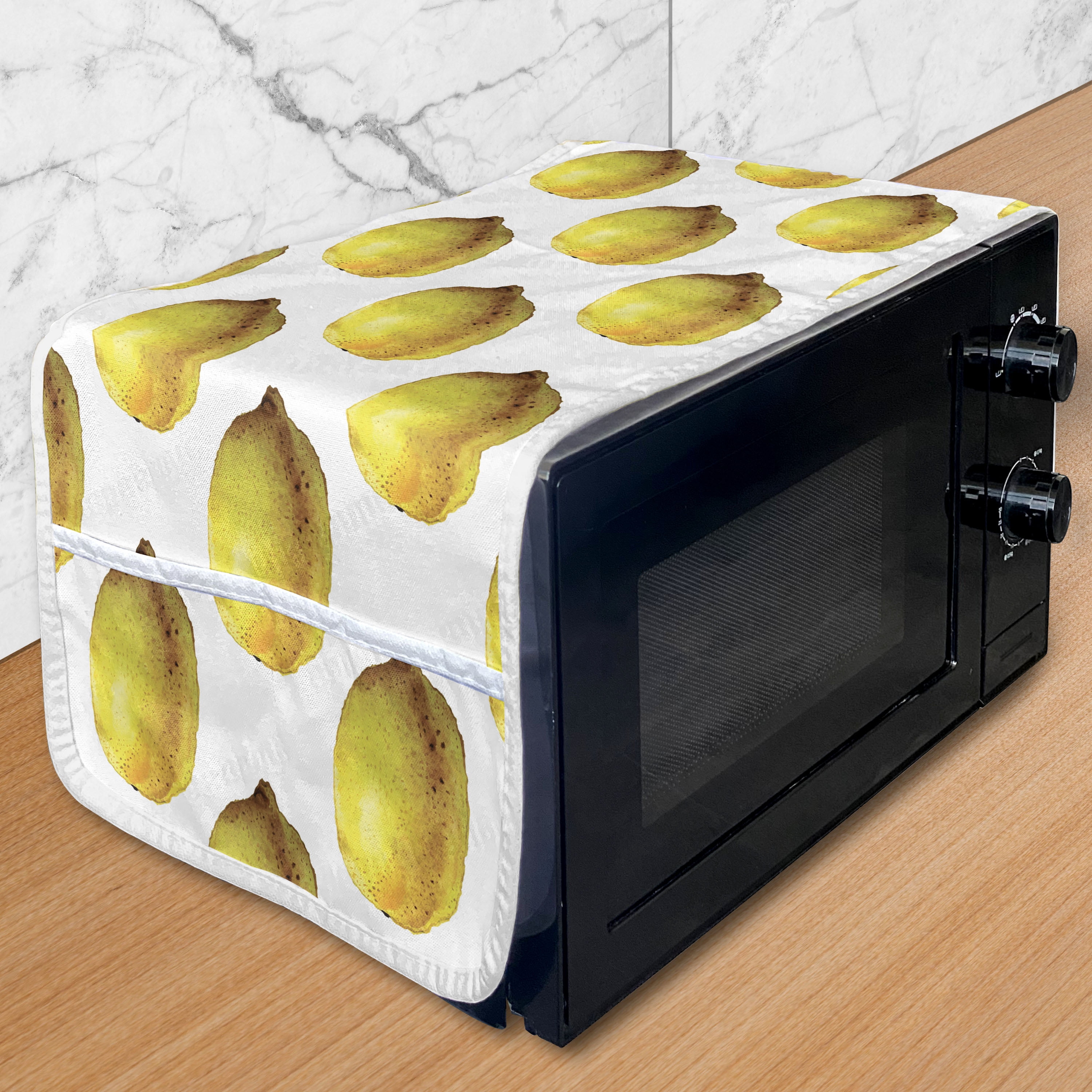 Lemon Microwave Oven Cover, Watercolor Painting of Lemon Fruit on Plain ...
