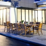 Amazonia 11-Piece Outdoor Expandable Wood Dining Furniture, Eucalyptus ...