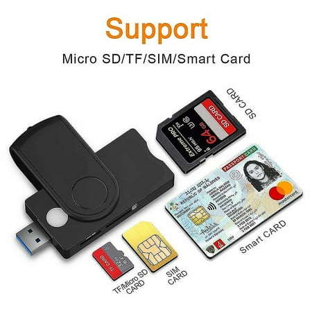 Usb 2.0 Smart Card Reader Micro Sd/tf Memory Id Bank Emv Electronic ...