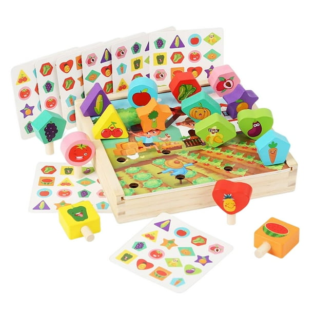 Wooden Veggie Farm Sorting Set Fine Motor Skills with Cards Shape ...