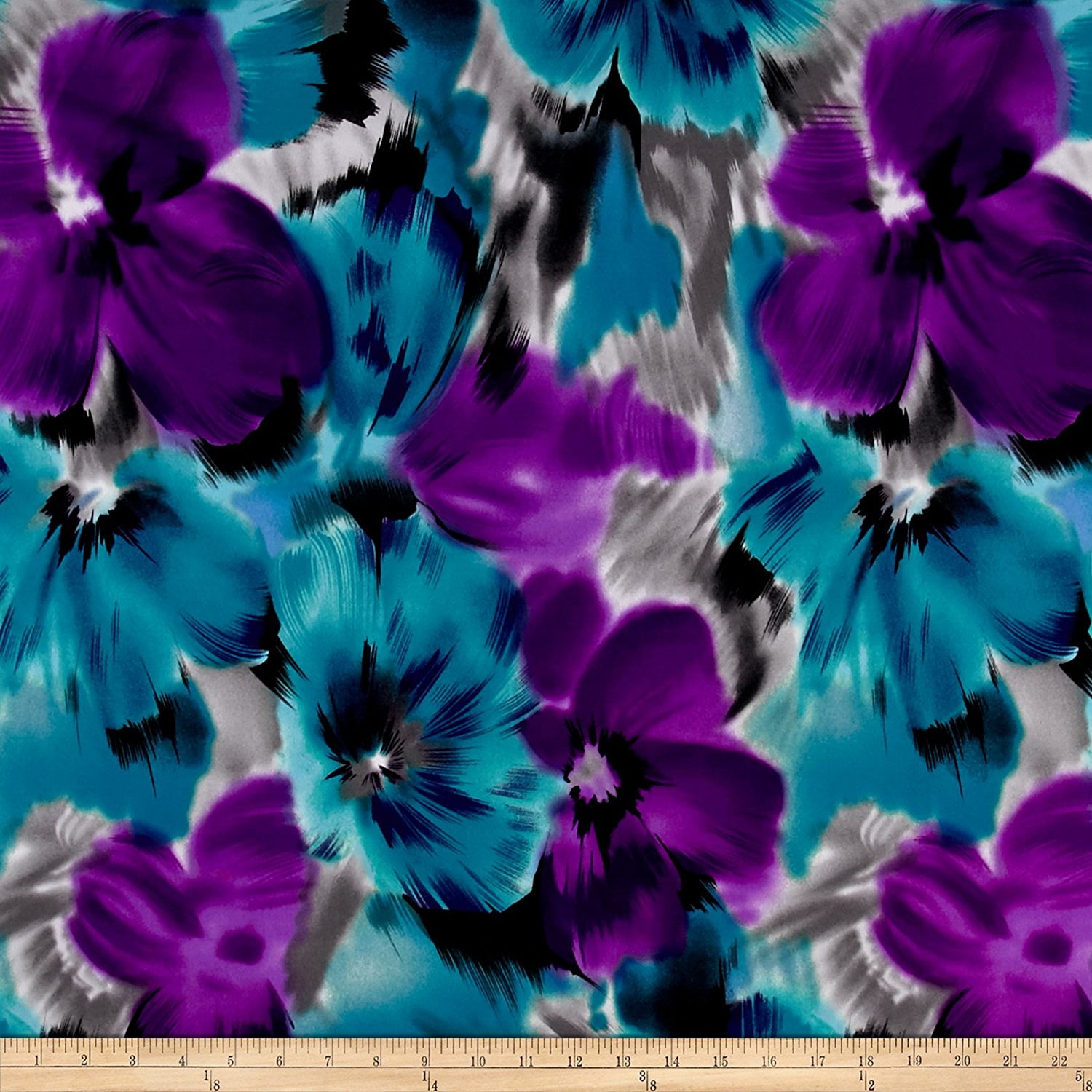 Brazil Stretch ITY Knit Floral Teal/Purple Fabric By The Yard, Knit By ...