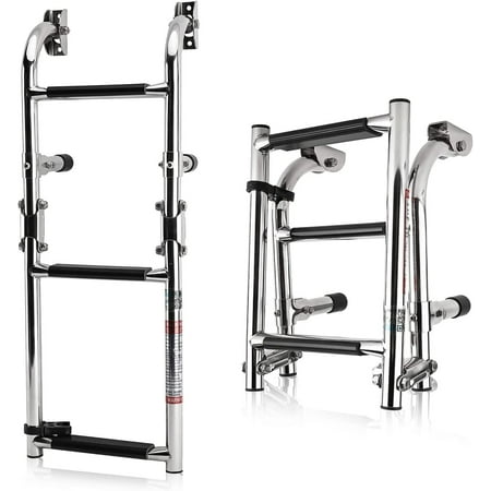 3 Step Foldable Boat Ladder, Marine Boat Foldable Stainless Steel 3 ...