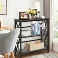 3-Tier Bookcase and Bookshelf Wooden Open Shelf Bookcase Black ...