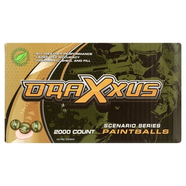 Draxxus Midnight 2000 Paintballs Blue Shell Aqua Fill for .68cal ...