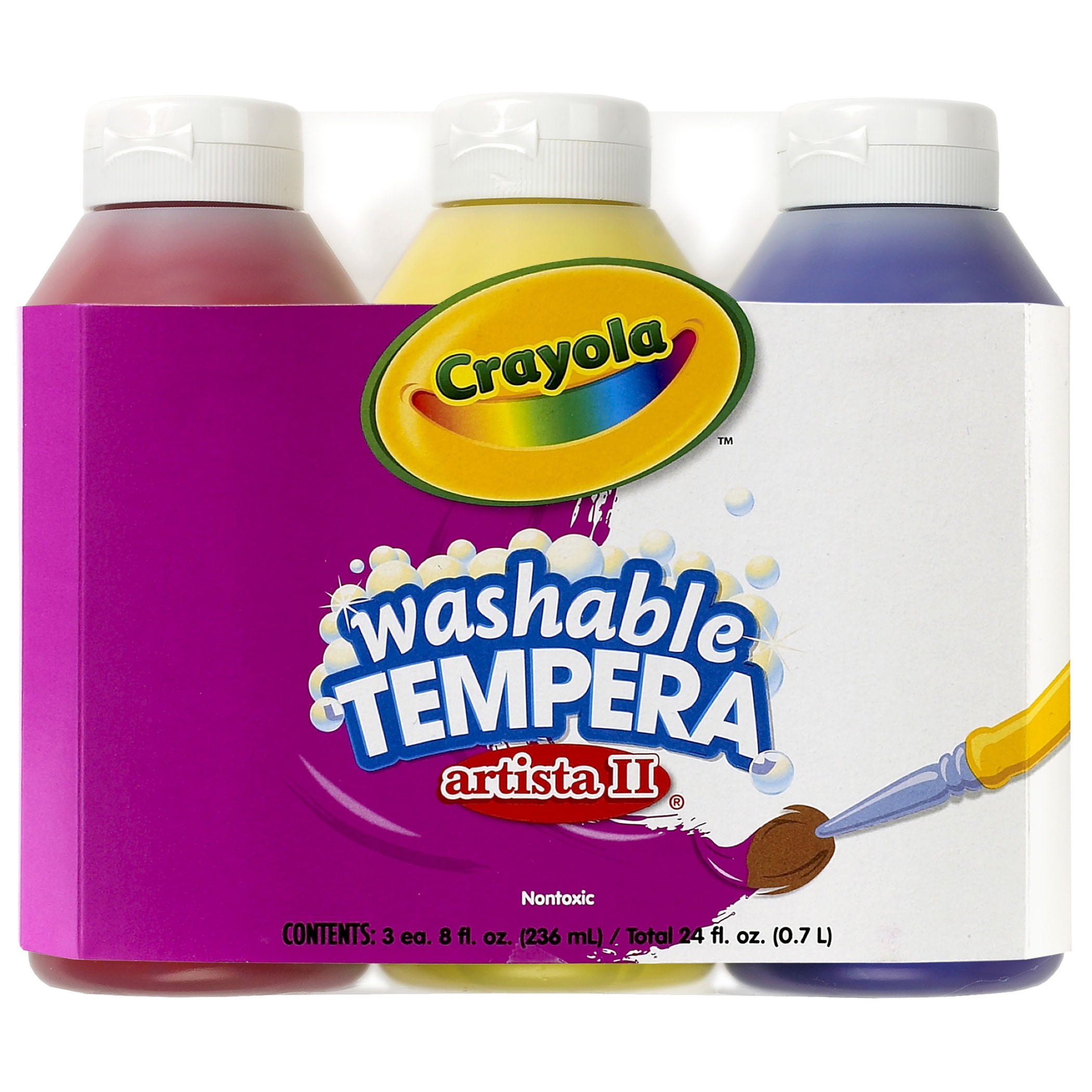 Crayola® Primary Colors Tempera Paint, Three 8 oz bottles per pack, Set ...