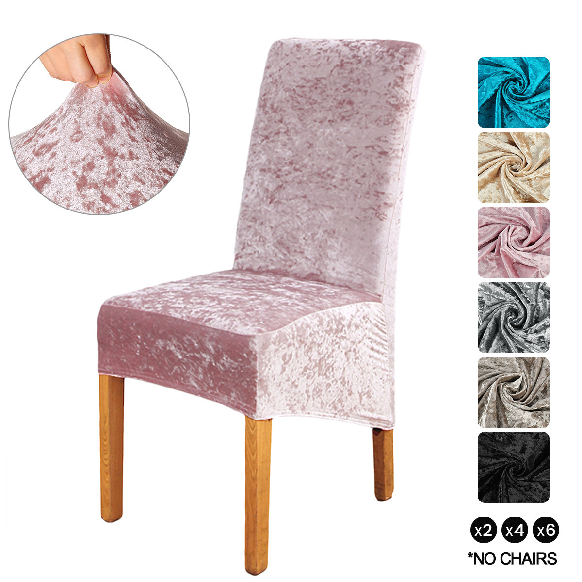 4 Pack Stretch Velvet Dining Chair Covers, Removable Washable XL Size ...