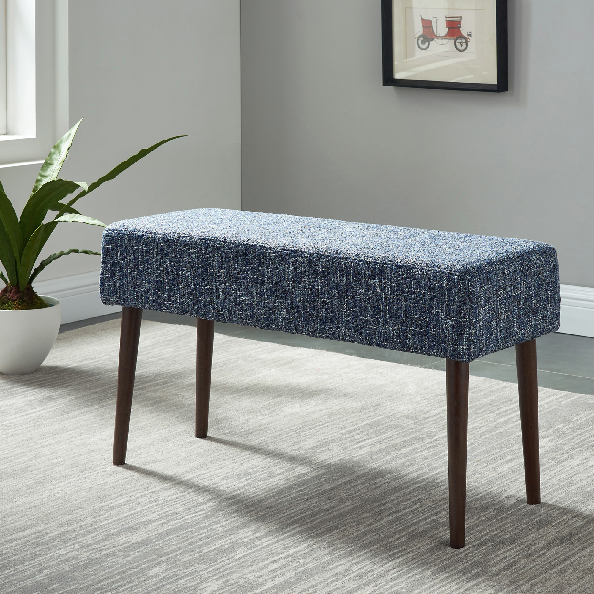 Mid Century Compact Upholstered Bench, Multiple Colors - Walmart.com