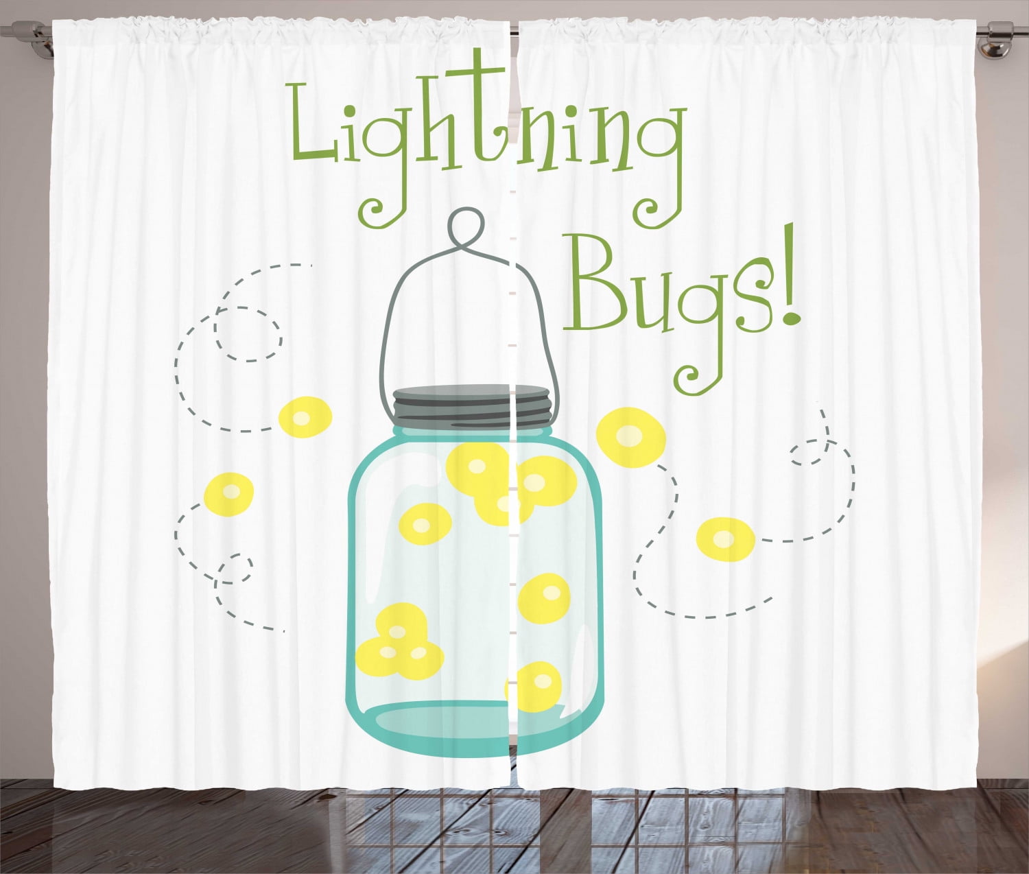 Firefly Curtains 2 Panels Set, Hand Calligraphy Style with Doodle Jar ...