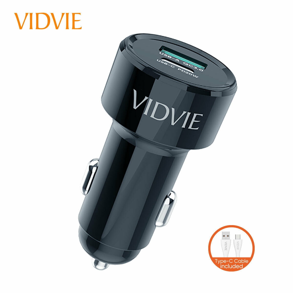 VIDVIE Universal Dual Port Fast Charging Car Charger with Cable PD20W CC518C - Walmart.com