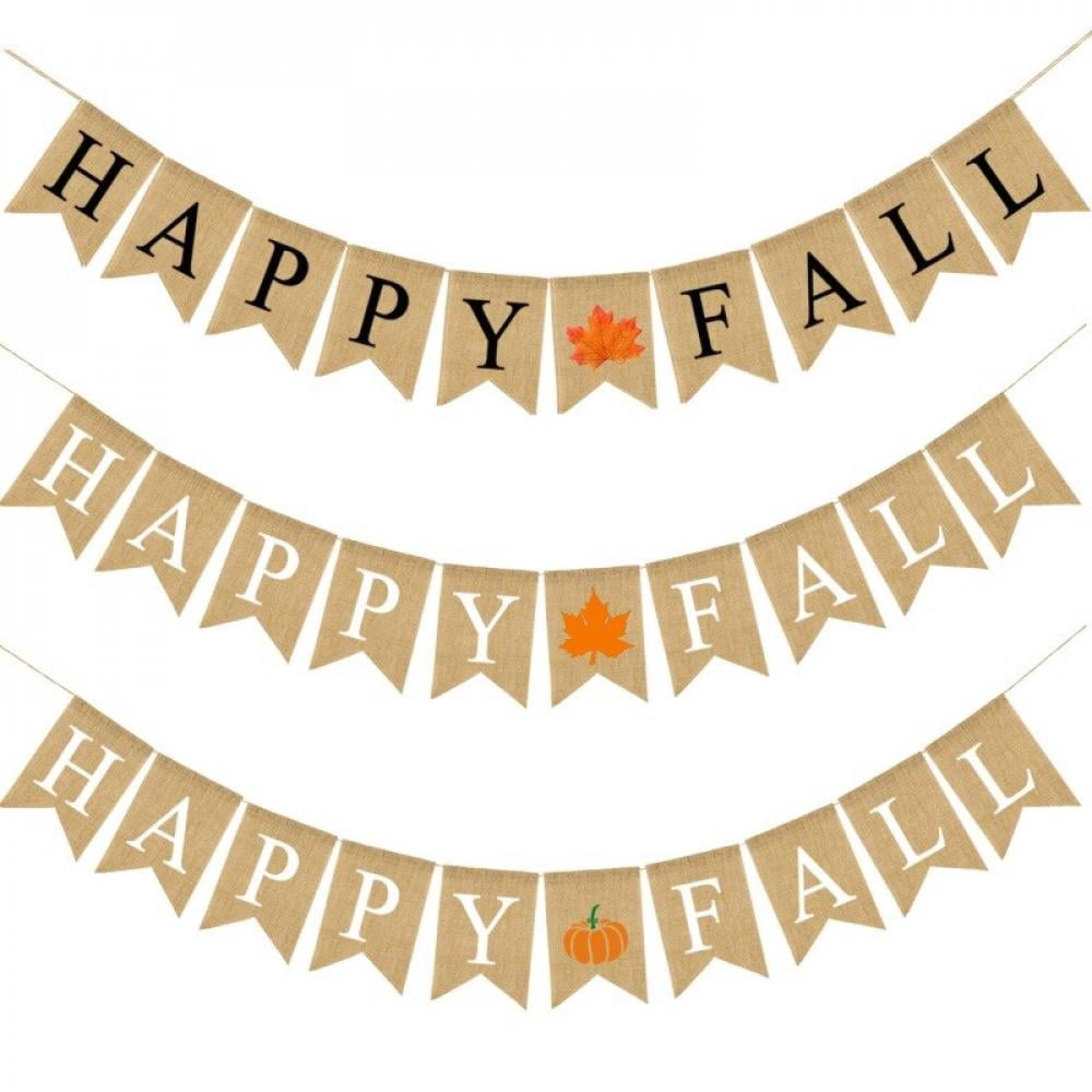 Buy CUTELOVE HAPPY FALL Jute Burlap Banner Maple Leaves/Pumpkin Autumn ...