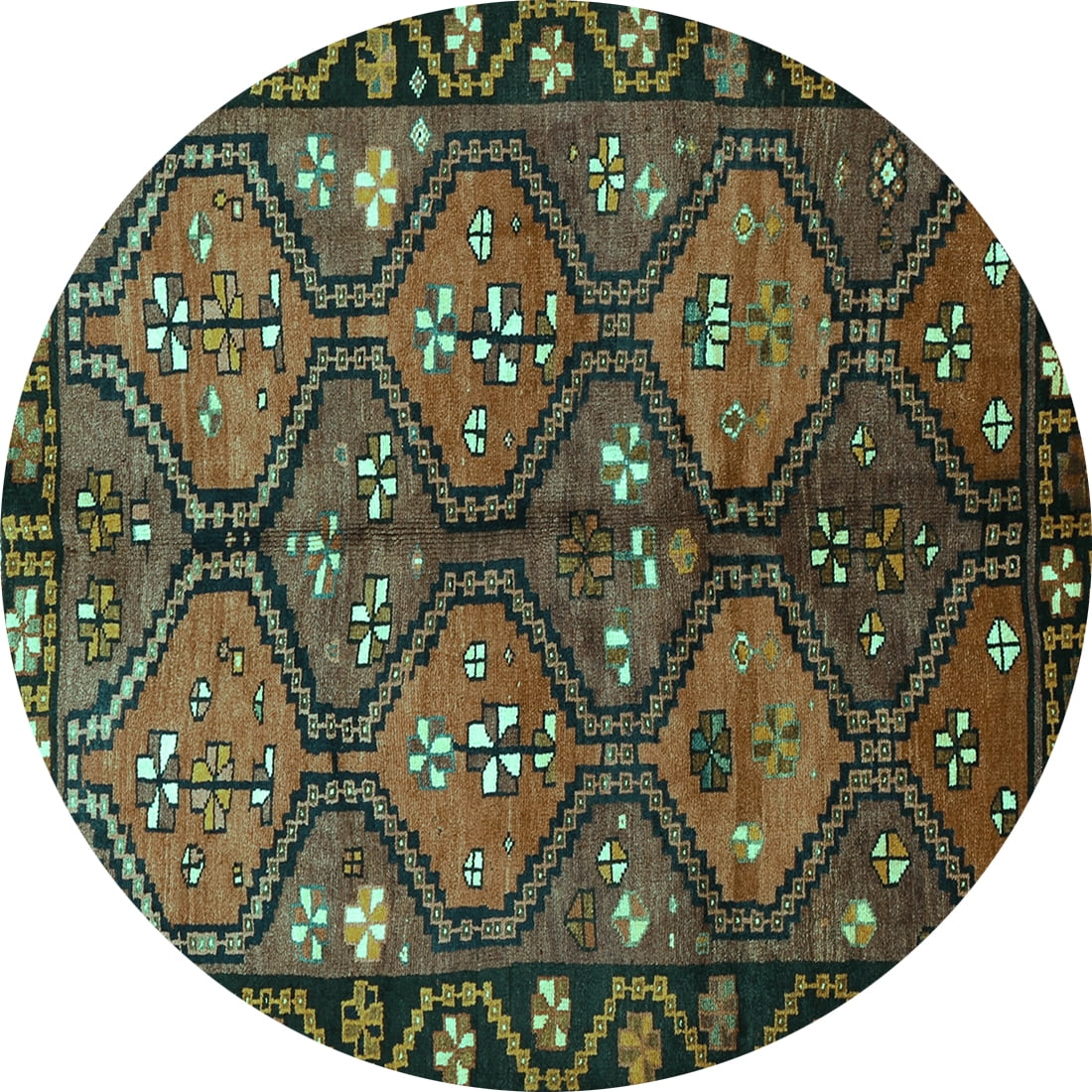 Ahgly Company Indoor Round Persian Turquoise Blue Traditional Area Rugs ...