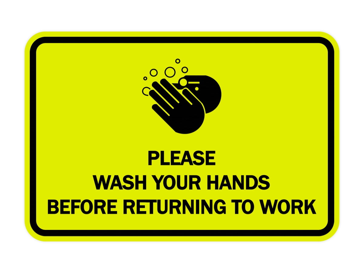 Classic Framed Please Wash Your Hands Sign (Yellow / Black) - Medium ...