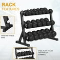 550LB Rubber Hex Dumbbell Set (5-50LB) with Black Rack - Textured ...