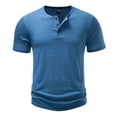 Antinious Men Solid Round Neck Half Button Pullover Short Sleeve ...