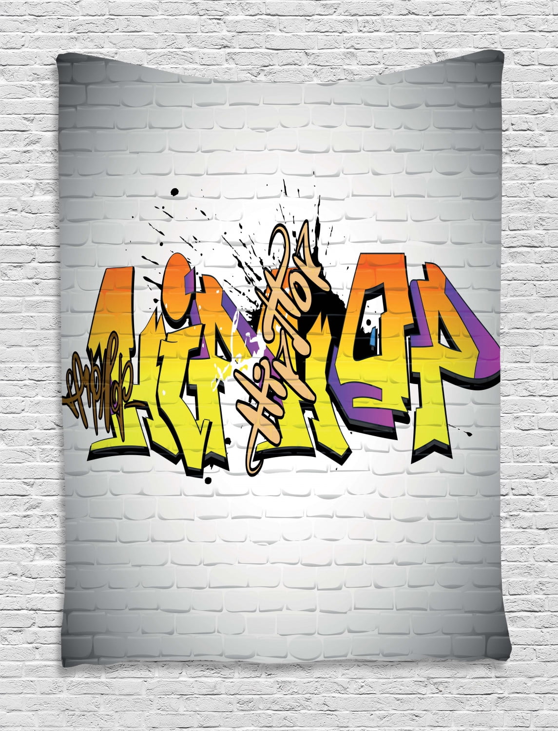 Hip Hop Tapestry, Funky Underground Various Hip Hop Lettering on a Wall ...