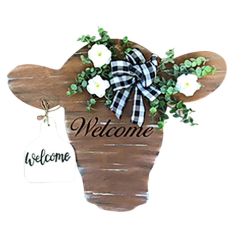 Wood Decor Personalized Cow Sign Farmhouse Sign Cow Door Hanger Cow Tag ...