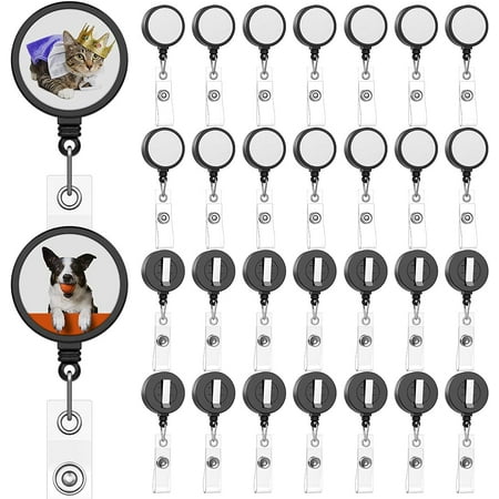28 Pieces Sublimation Retractable Badge Holder Blank Sublimation Blanks ...