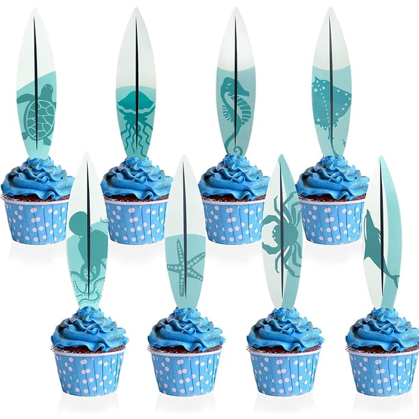 48 Pieces Surfboard Cupcake Toppers Surfboard Beach Cake Decorations ...