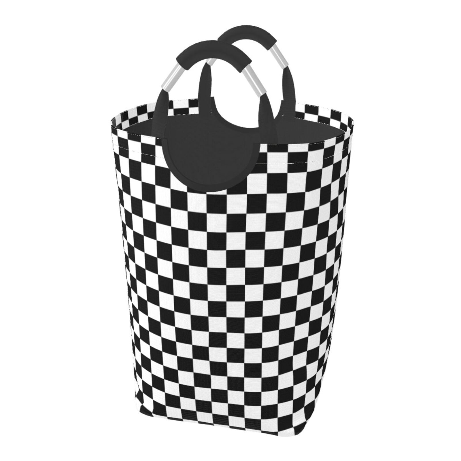 XMXT Large Collapsible Laundry Hamper, Black and White Check Print ...