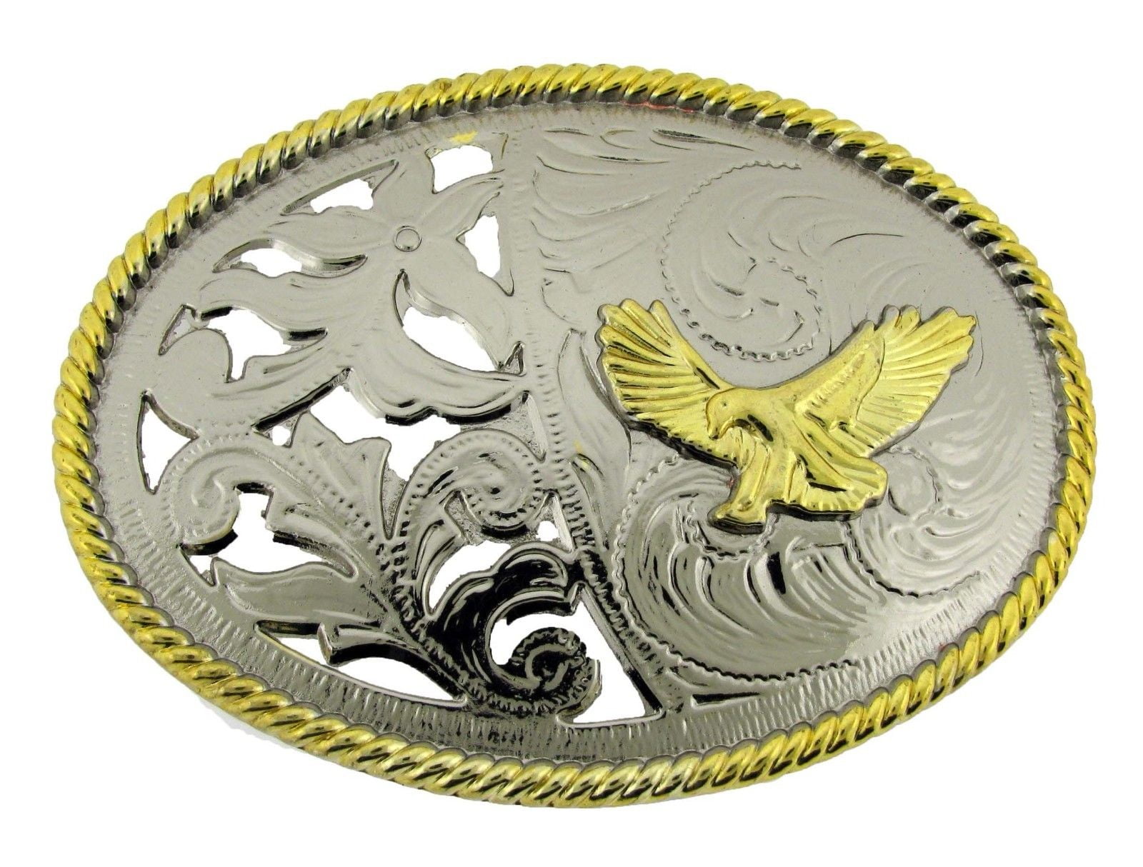 Eagle Belt Buckle Texas US Style Rodeo Western Gold Silver Metal Oval ...