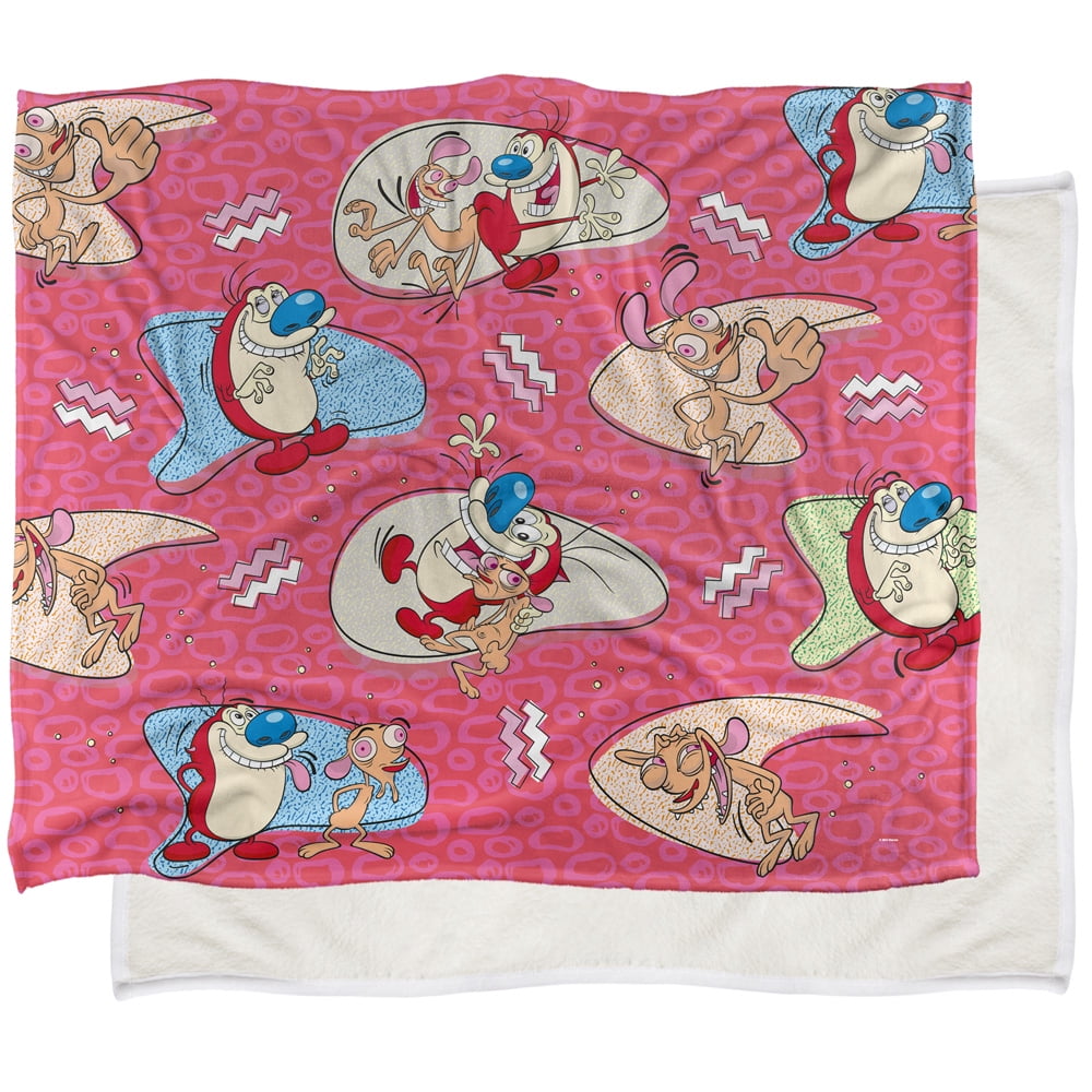 Ren and Stimpy Blanket, 50"x60" Ren & Stimpy Pattern Silky Touch Sherpa ...