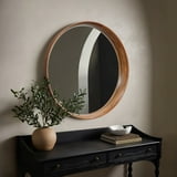 LuxenHome Natural Rubberwood Frame Round Wall Mirror - Walmart.com