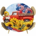 American Flag Balloon Red Truck Round Fitted Tablecloth with Elastic ...