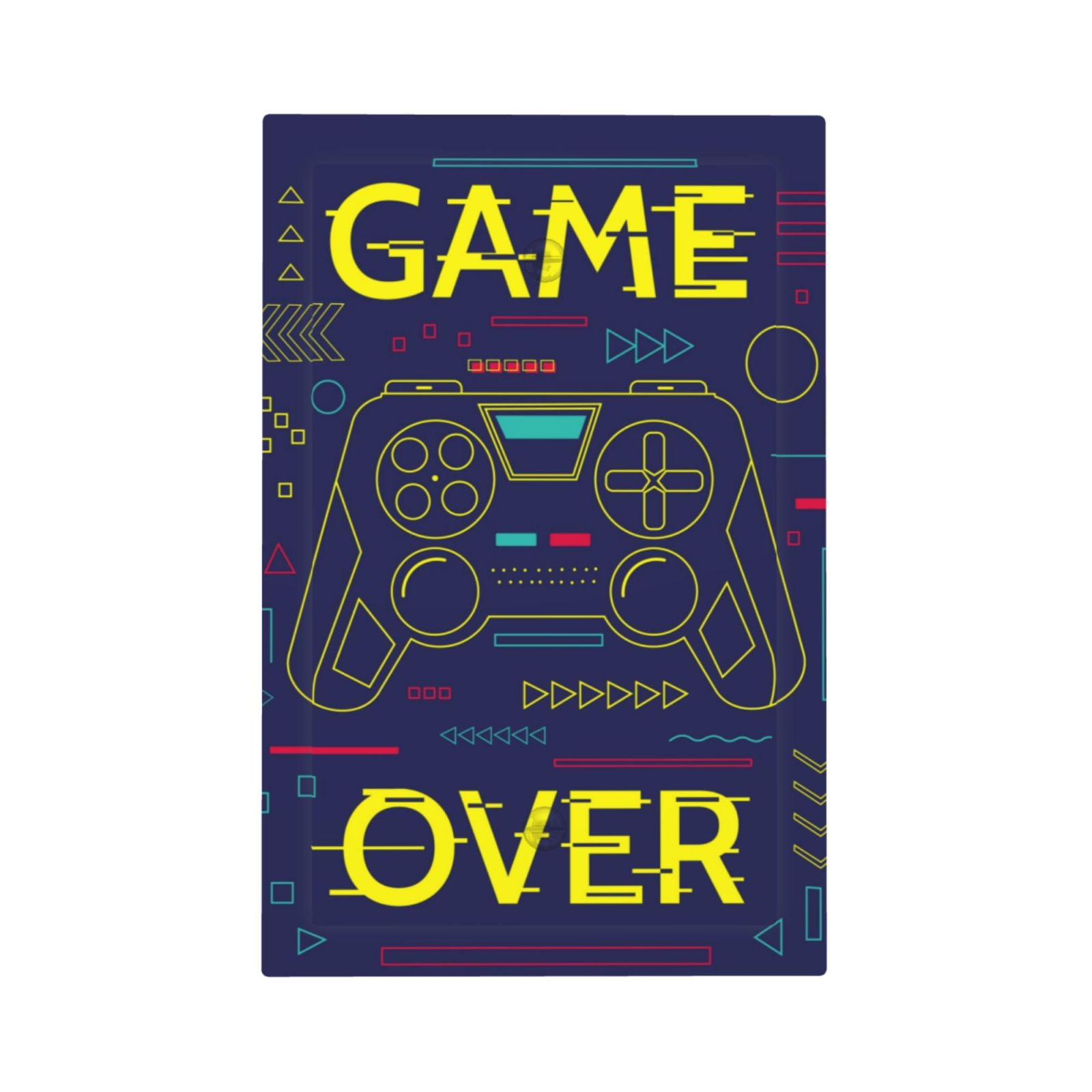 DouZhe 1-Gang Blank Wallplate, Blue Yellow Game Over Poster Decorative ...